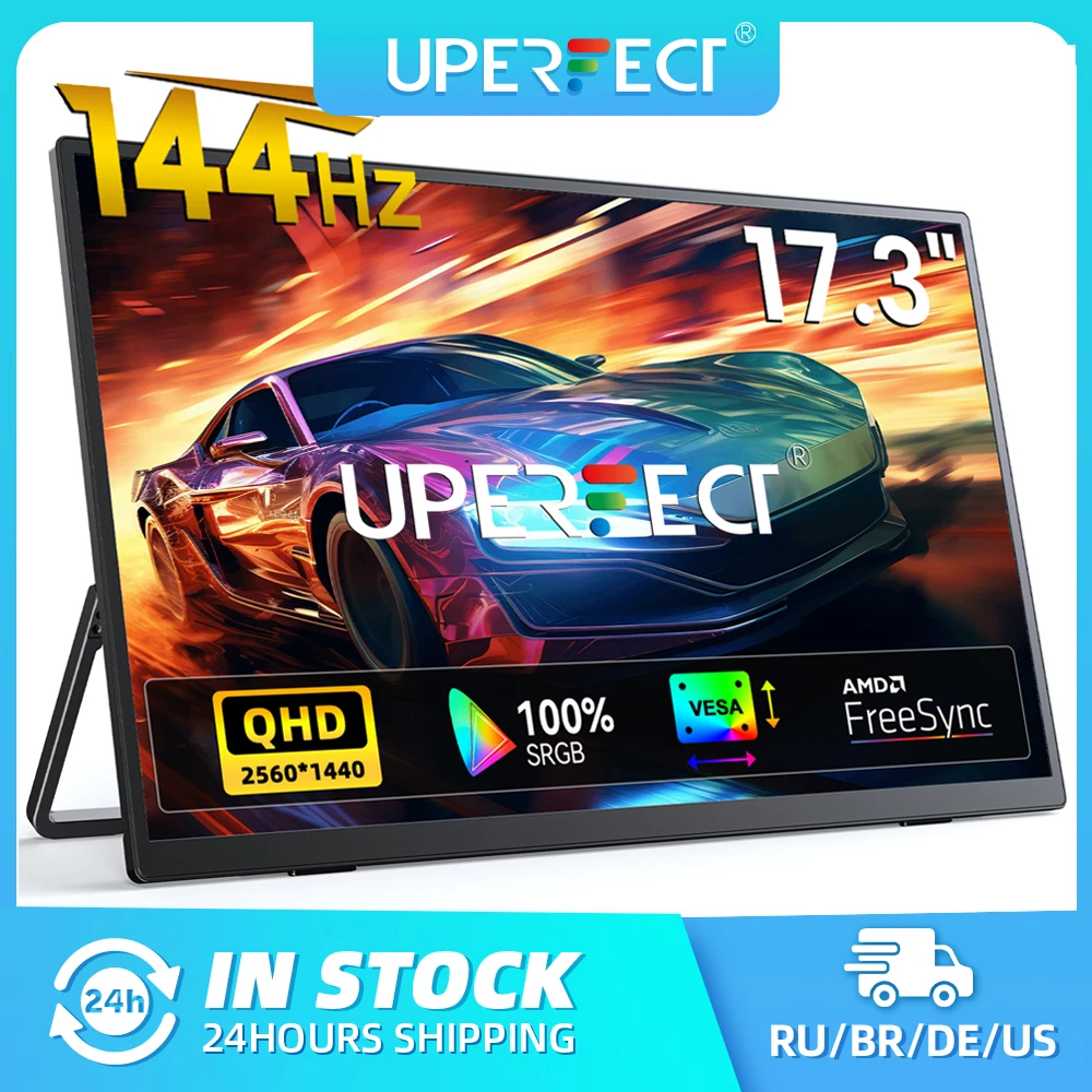 UPERFECT 2K 144Hz Portable Gaming Monitor 17.3 Inch HDR FreeSync HDMI ...