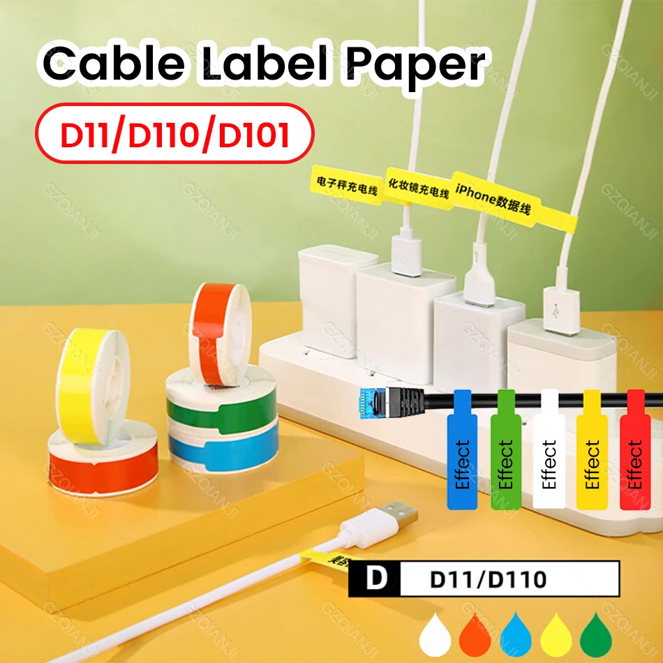 Original-Niimbot-D11-D110-Cable-Label-Tape-Paper-Waterproof-Label-Maker ...