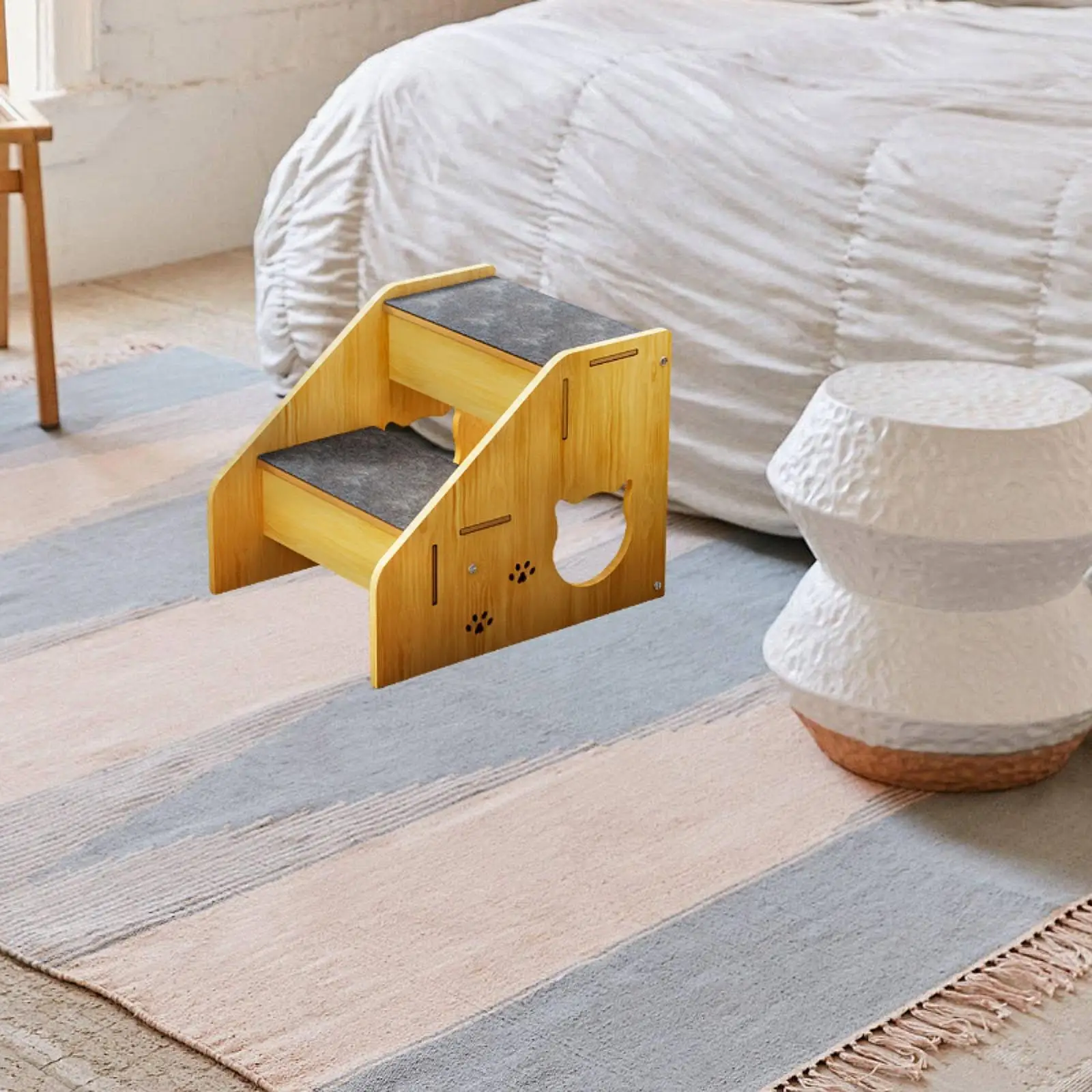 Wooden-Pet-Stairs-2-Step-Dog-Ladder-for-Small-Dogs-Cats-Puppy-Older ...