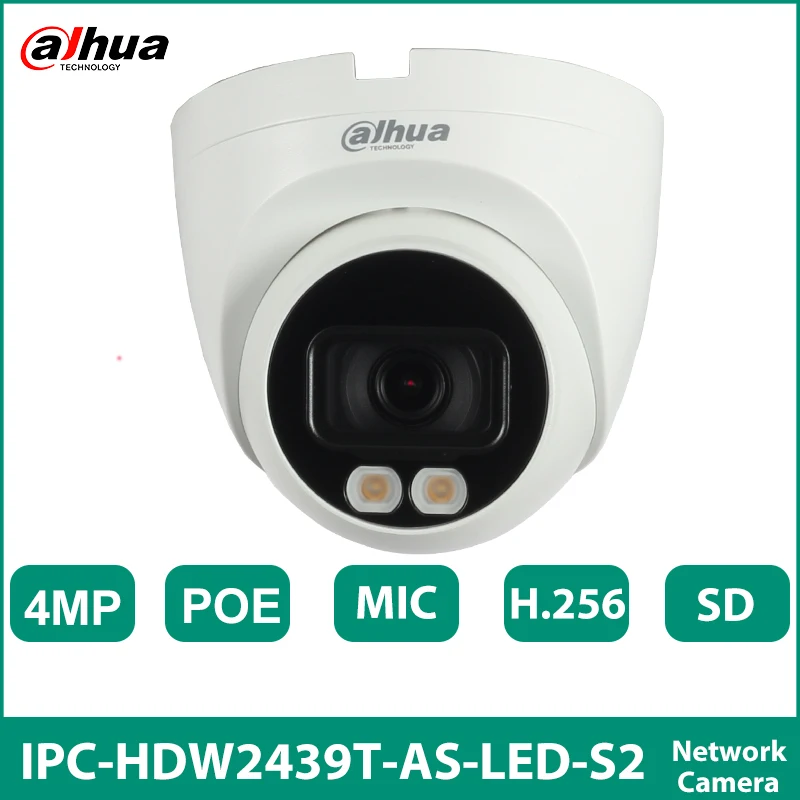 Dahua International Version Ipc-hdw2439t-as-led-s2 4mp Built-in Mic Ip Camera 24 Hours Full ...