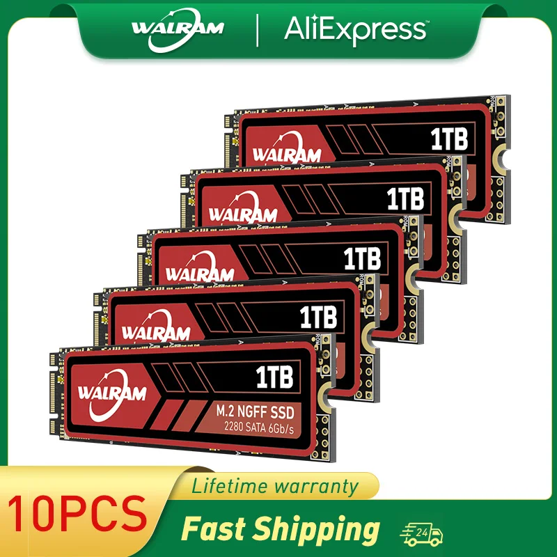 Unidad de estado sólido WALRAM M2 NGFF SATA SSD, 10 piezas, 128GB, 256GB, 512GB, 1TB, M.2, NGFF ...