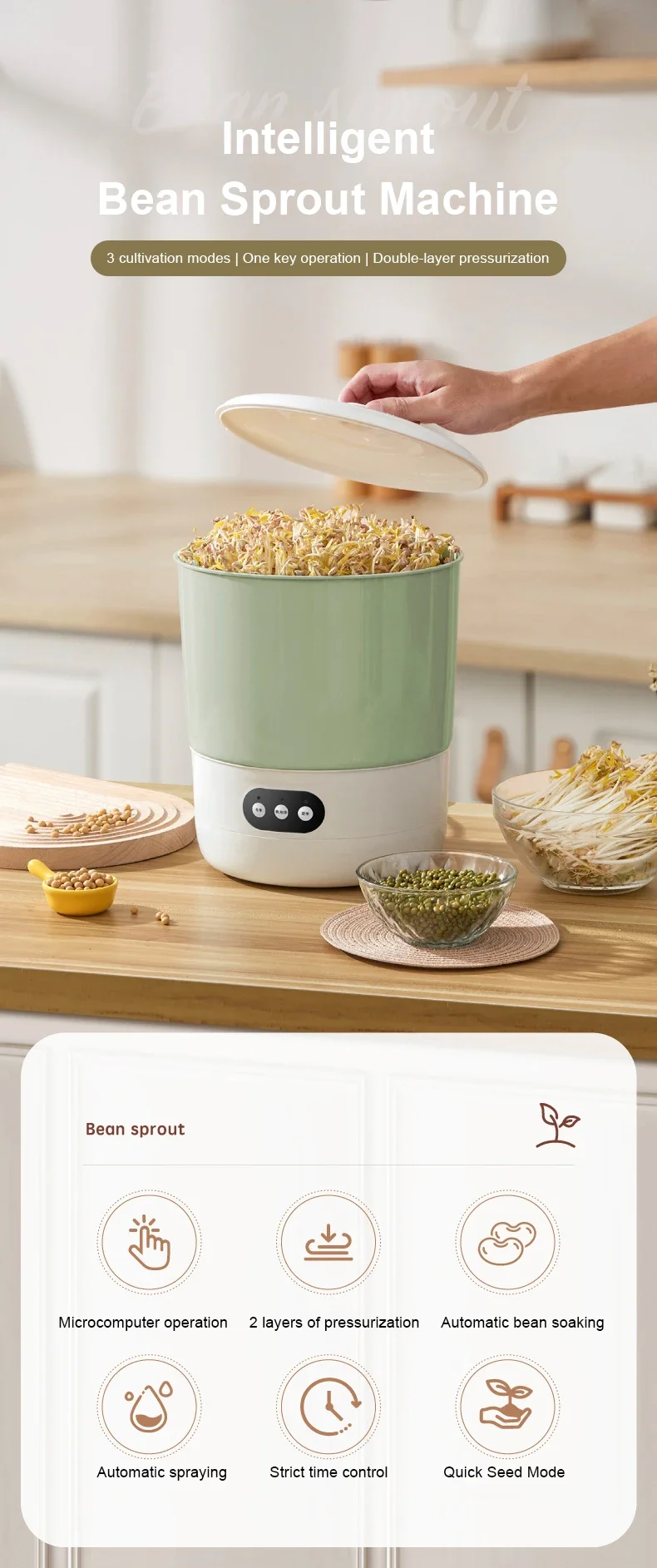 Home Sprouting Machine 3-Layer Electric Bean Sprout Machine - Automatic ...