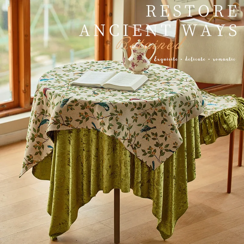 Small-Fresh-Flower-And-Bird-Tablecloth-Light-Luxury-High-End-Tablecloth ...