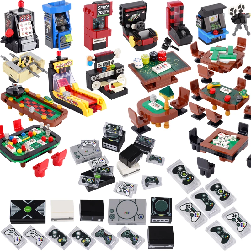 City Street View House Furniture Game Console Computer Buidling Blocks ...
