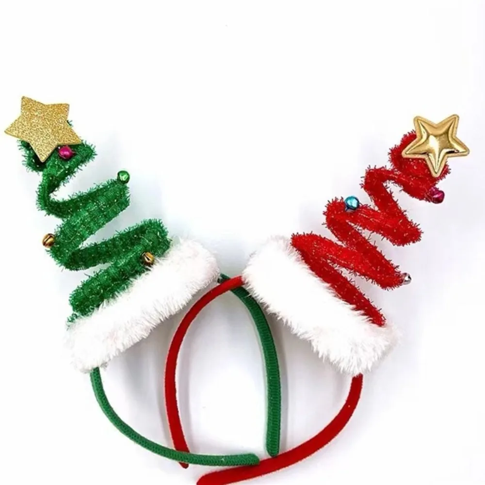 Spring Christmas Headband Fluffy Plush Santa's Hat Christmas Tree Hair ...