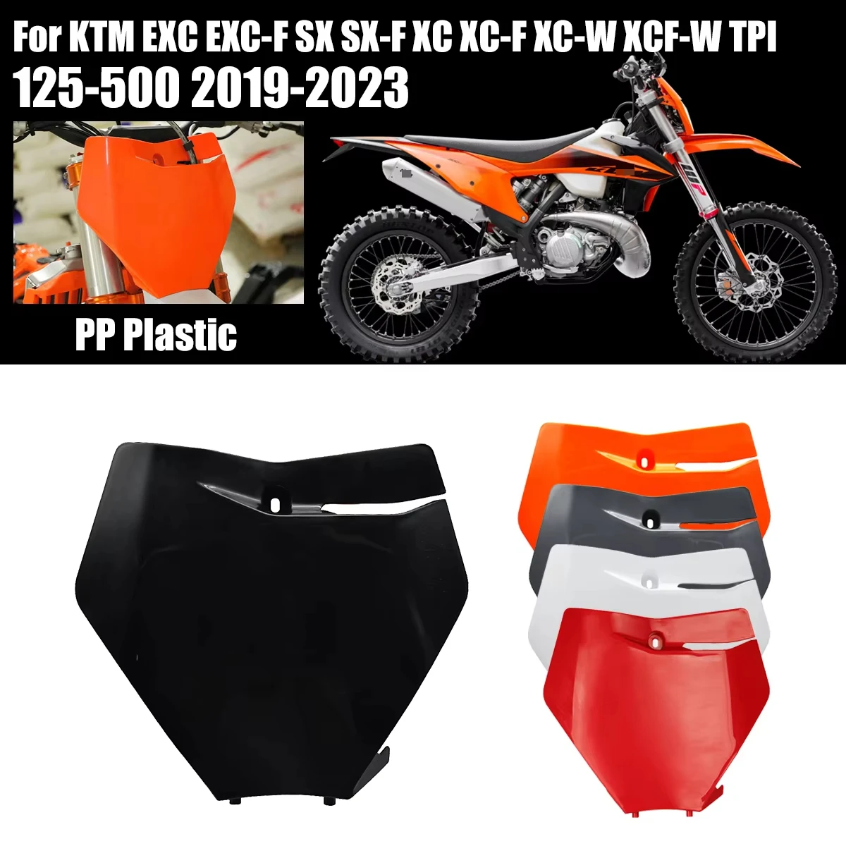 Motorcycle Front Number Plate Plastic Cover Black White Orange For KTM ...