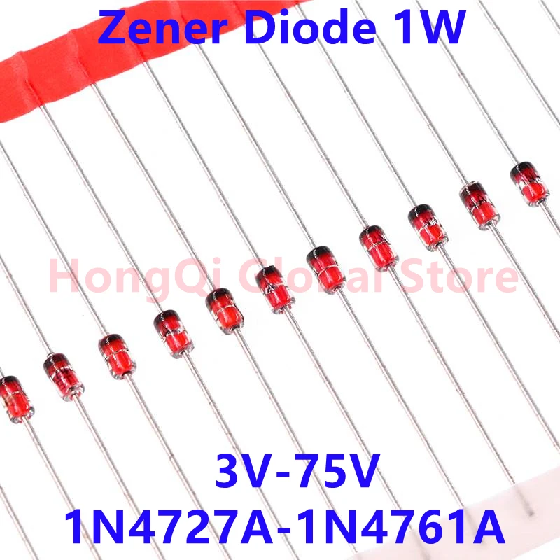 100PCS-Zener-Diode-1W-1N4727A-1N4729A-1N4733A-1N4738A-1N4745A-1N4747A-1N4750A-1N4760A-1N4761A-3V ...
