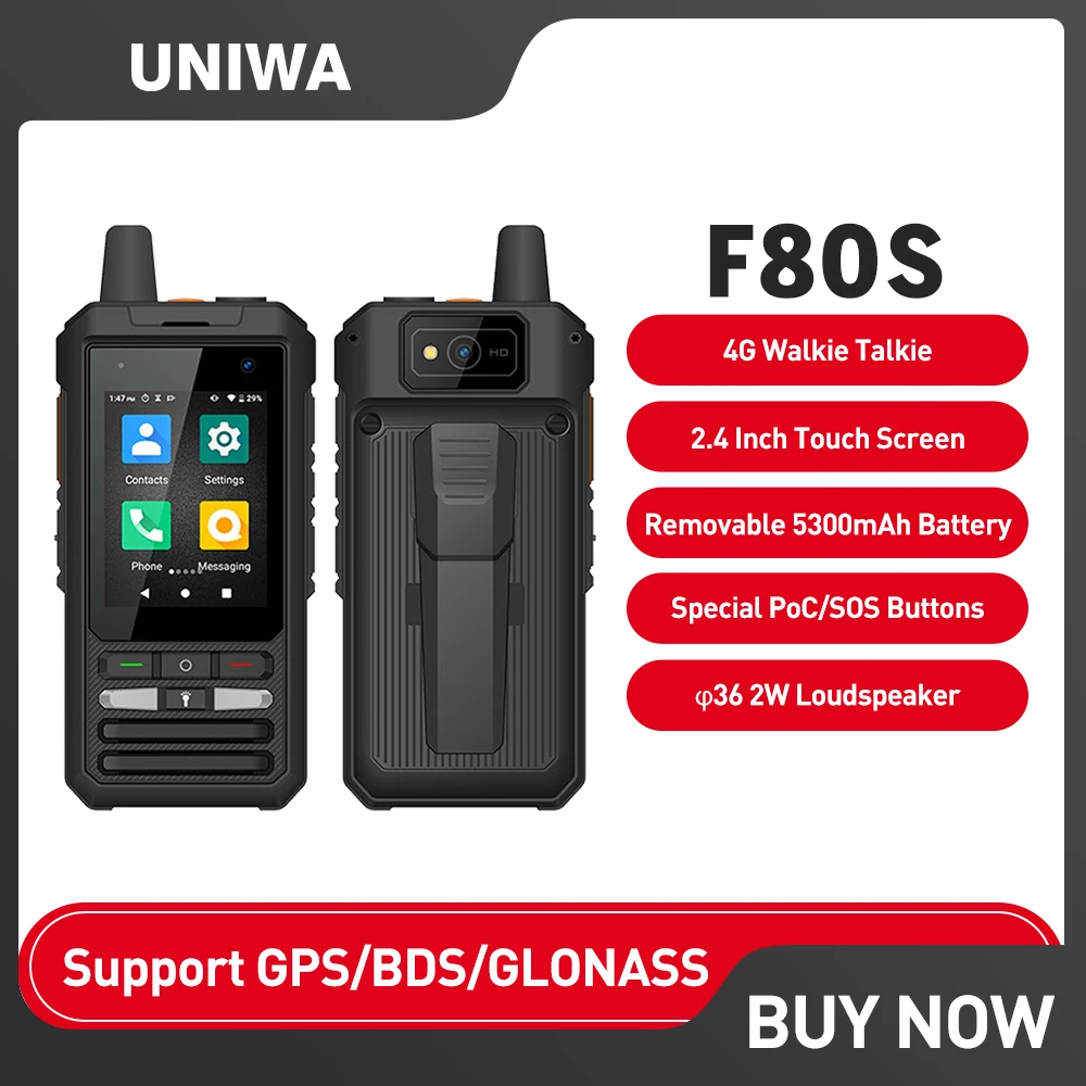 UNIWA walkie talkie F80S POC, 4G, Quad Core, 1,4 GHz, SOS, resistente, 1GB, 8GB, 2,4 pulgadas ...