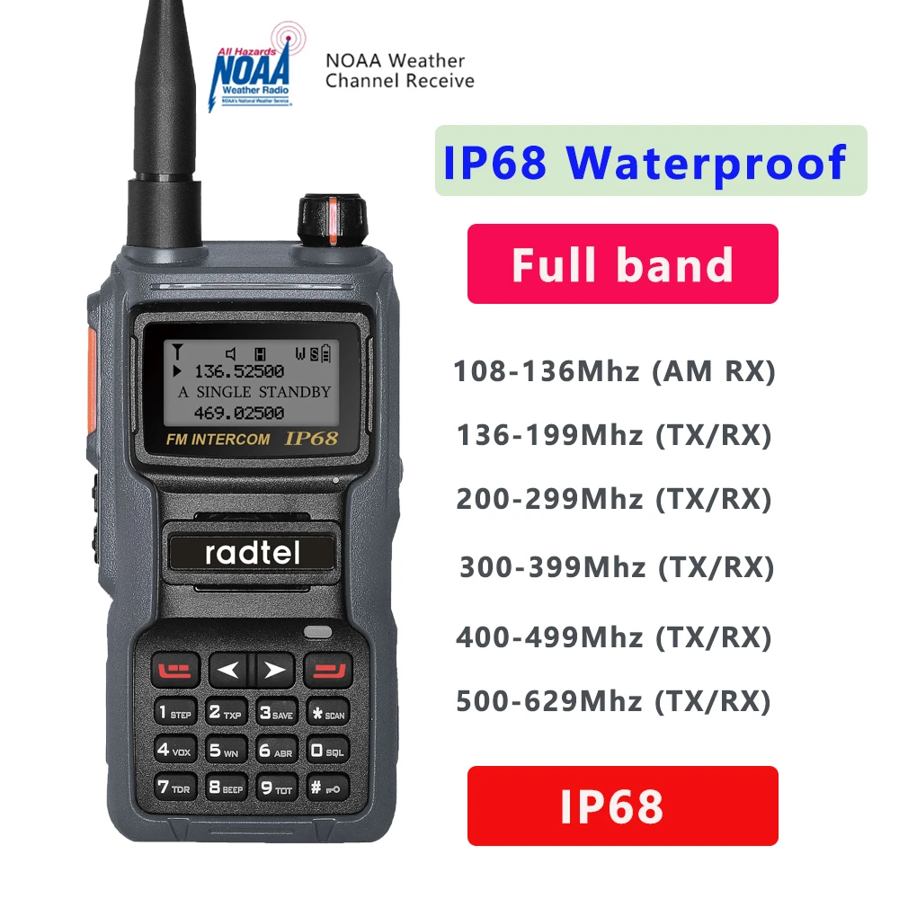 Radtel Ip68 Waterproof Noaa Weather Channel Full Band Ham Amateur 2 Way ...