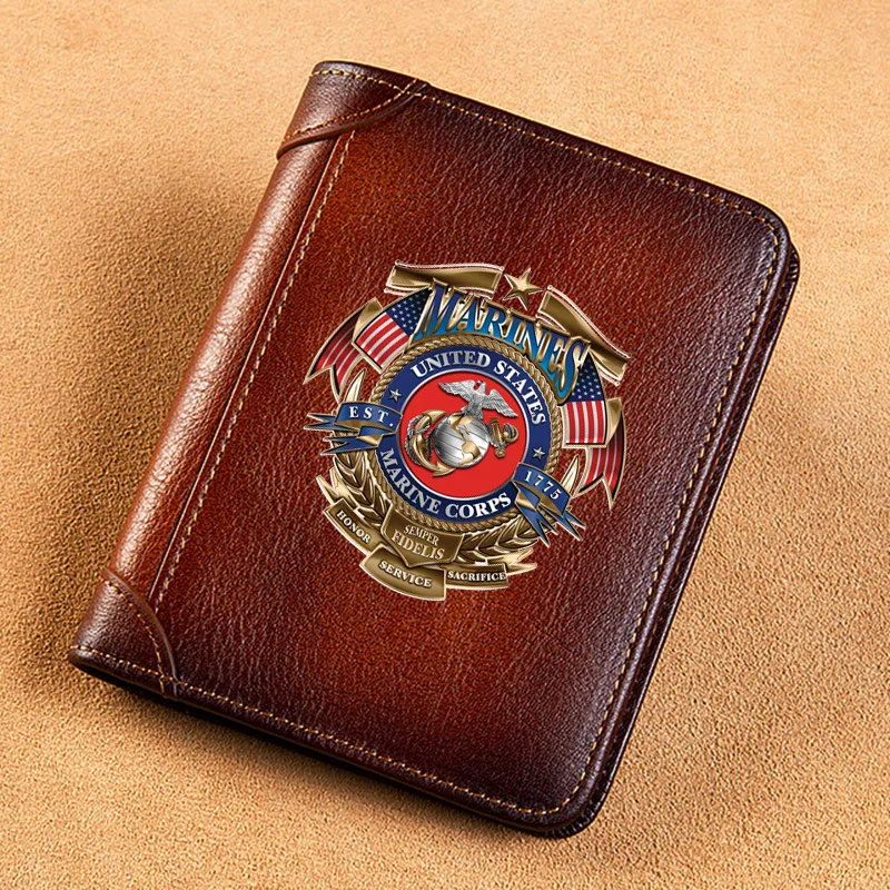 High-Quality-Genuine-Leather-Wallet-Military-Marines-Printing-Standard ...