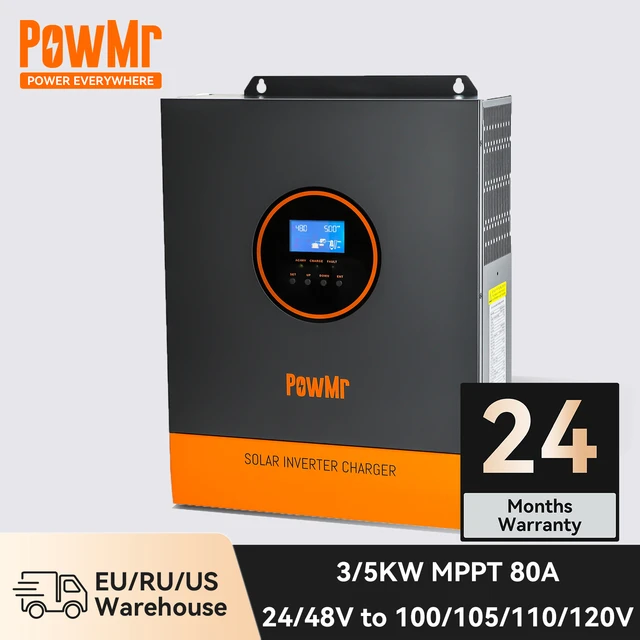PowMr Hybrid Solar Inverter 24V 220V Output Support Wifi , 56% OFF