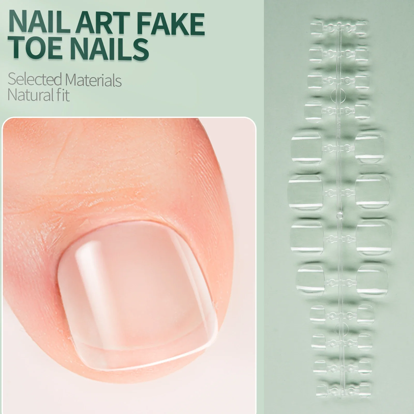 Nailpop Toe Nail Tips Artificial Acrylic Clear Manicure 12 Sizes Full ...