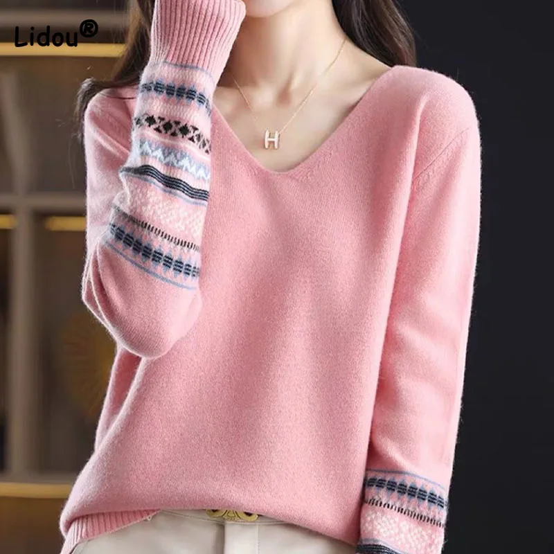 Autumn-Winter-Fashion-All-match-Long-Sleeve-Patchwork-Sweaters-Women-s ...