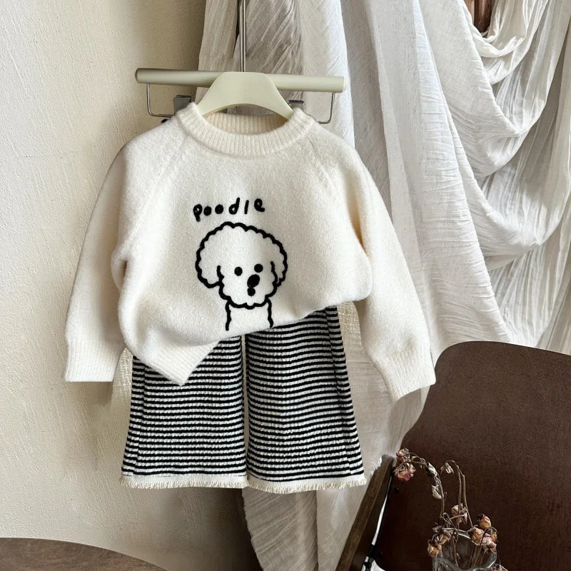 Autumn-Children-Girl-2PCS-Clothes-Set-Cotton-Knitted-Cartoon-Dog ...