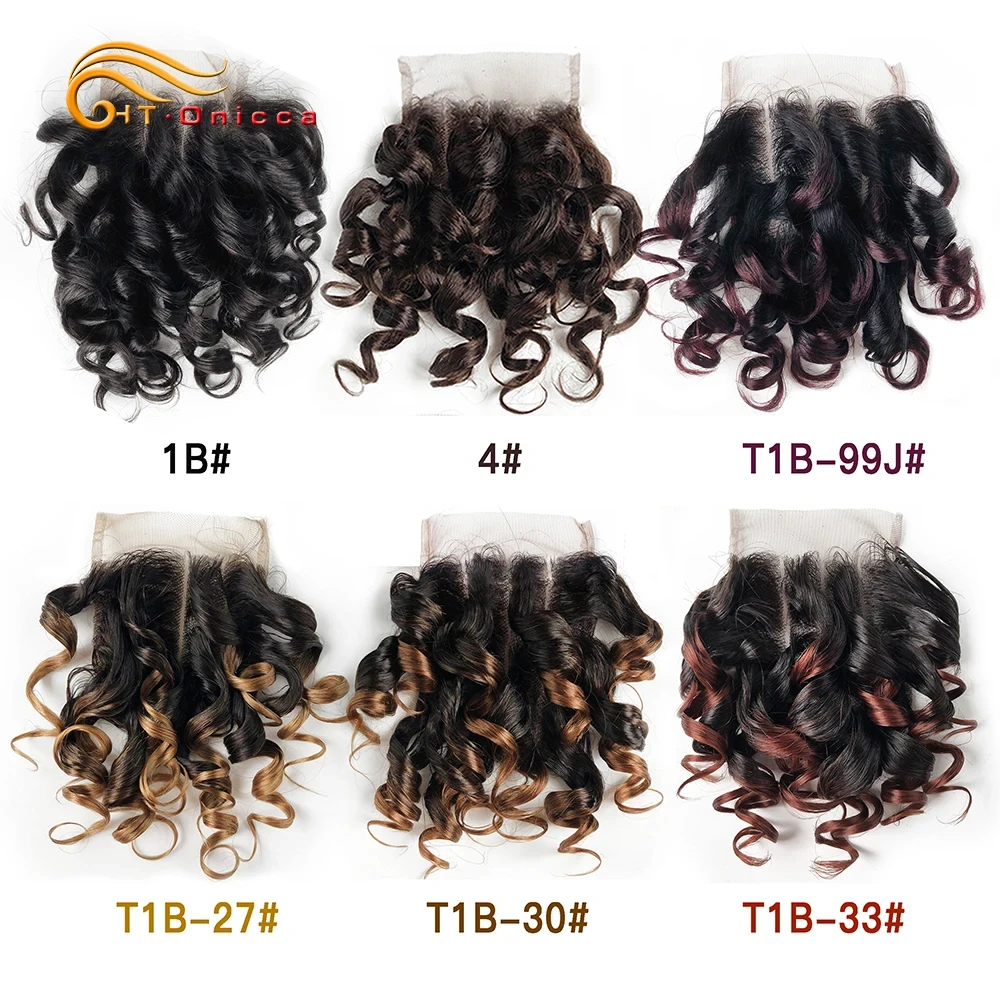 Curly Human Hair Closure Indian Remy Hair 4x4 Lace Closure Swiss Lace ...