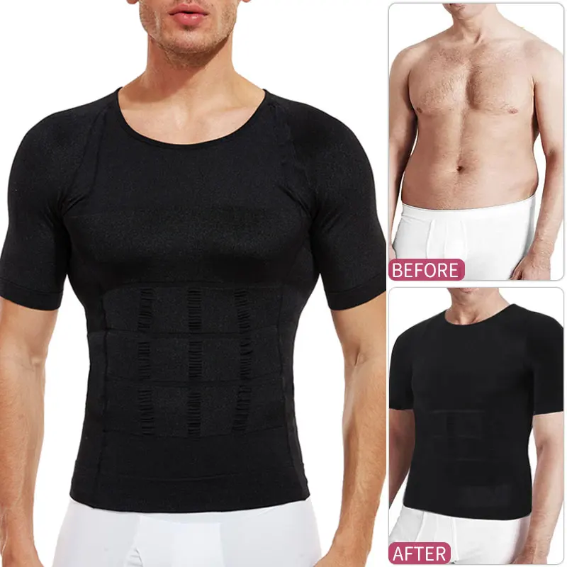 Homem emagrecimento shaper corpo gynecomastia compressão camisa abdômen ...