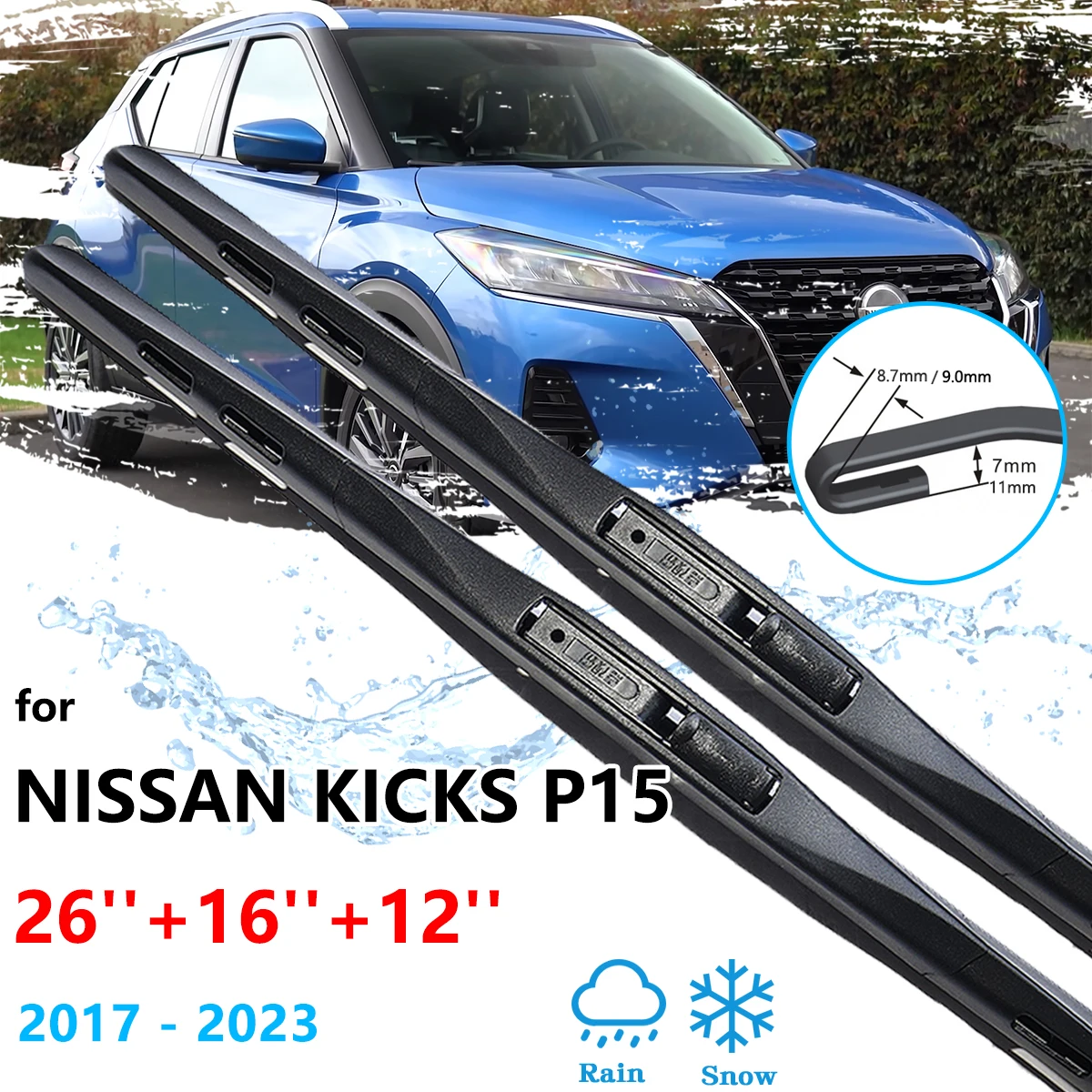 3x-For-Nissan-Kicks-P15-2017-2023-Front-Rear-Wiper-Blades-Set-Kit ...