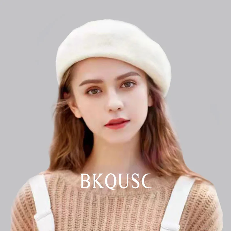 Boinas de artista francés para niña, sombrero de Invierno para mujer, gorro de pintor de lana ...