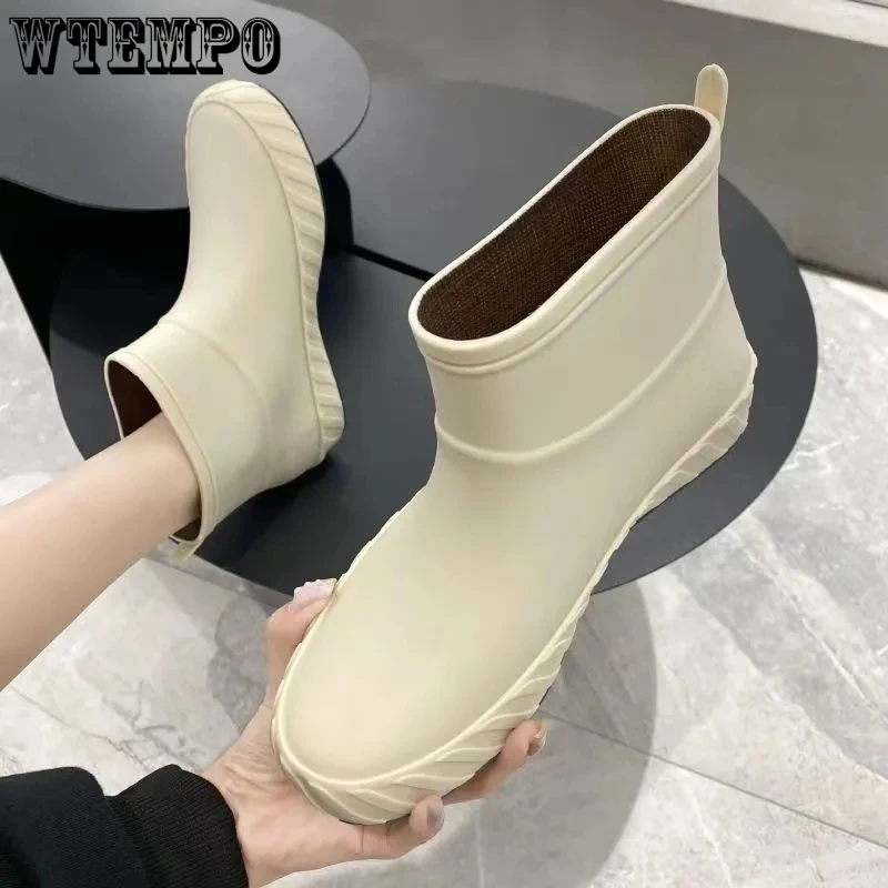 Off-White-PVC-Rain-Boots-Women-s-Short-Tube-Low-Cut-Simple-Casual-Anti ...