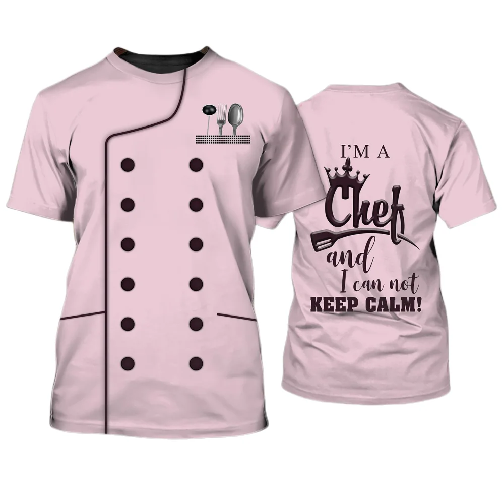 Chef-T-Shirt-Fake-Suit-Cook-Print-Tee-Funny-Uniform-Oversized-Short ...