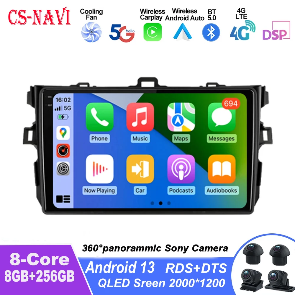 Android-13-For-Toyota-Corolla-E140-150-2007-2008-2009-2010-2011-2012 ...