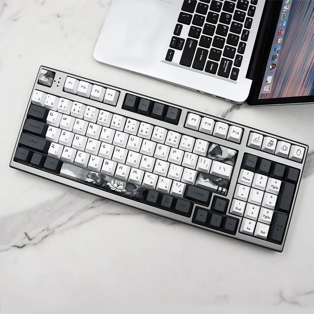 Lotus-Theme-PBT-Keycaps-OEM-Japanese-Character-Key-Cap-No-Backlit-Caps ...