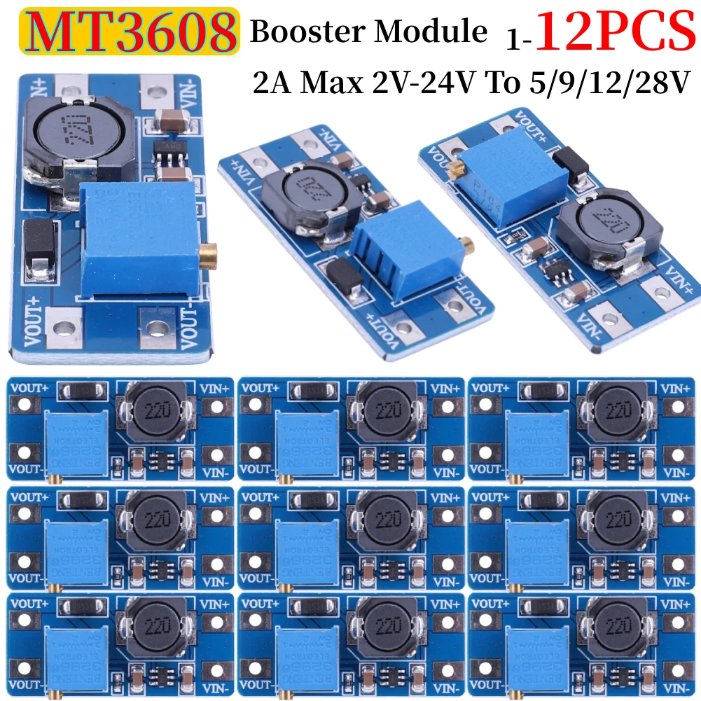 1-12PC-MT3608-DC-DC-Step-UP-Converter-Module-Adjustable-Booster-Power ...