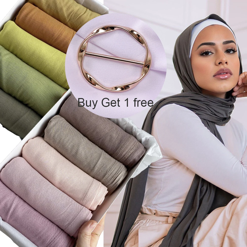 Modal Jersey Hijab Scarf Plain Premium Long Jersey Hijabs Scarve Women ...