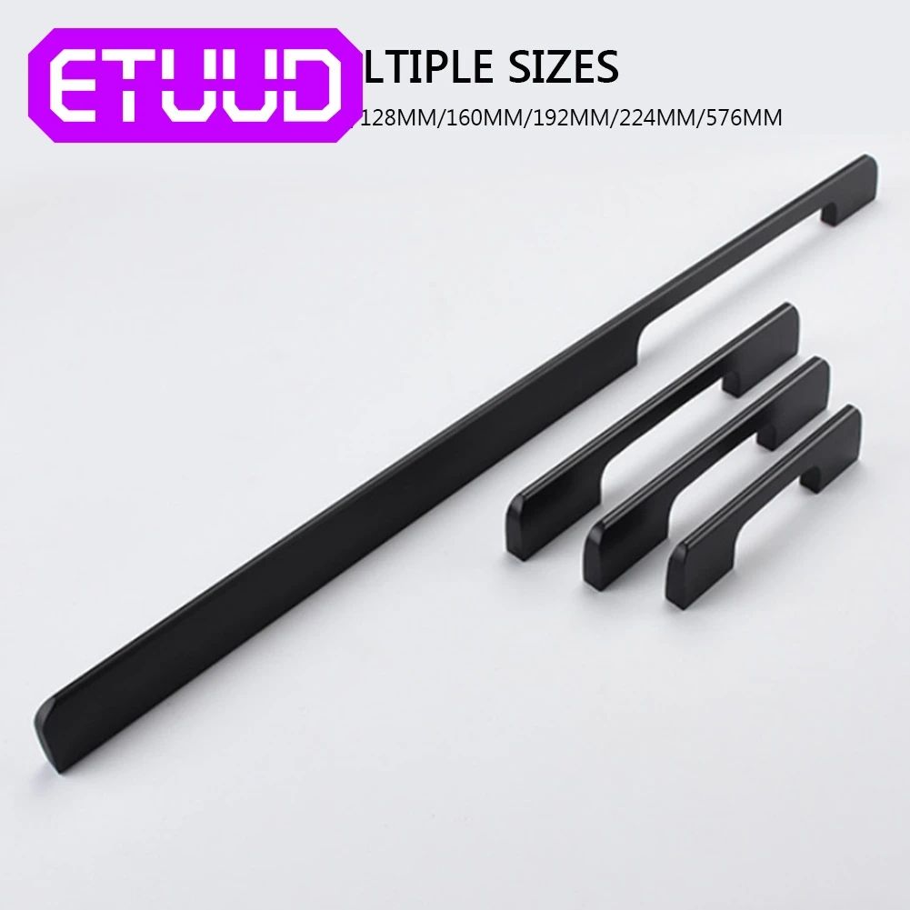 Europe-Style-Minimalism-Matte-Cabinet-Handles-Door-Handles-Black-600mm ...