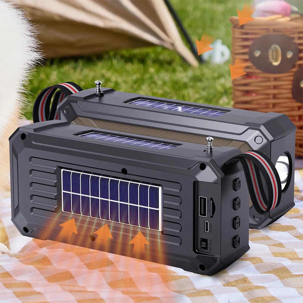 Solar Wireless Bluetooth Speaker Dual Solar Power Rechargeable Radio ...