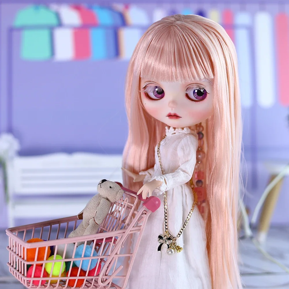 ICY DBS Blyth Doll 30cm Long straight Pink Hair Sleepy Eyes Fair Skin ...