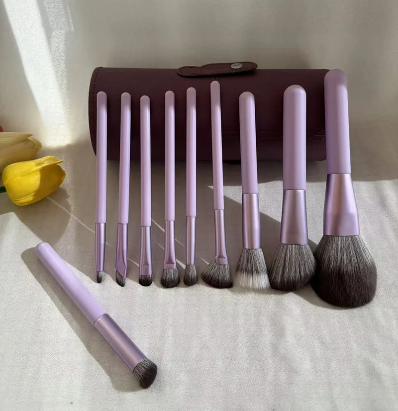 10 Pcs Purple Makeup Brush Set for Eyeshadow & Blush & Foundation ...