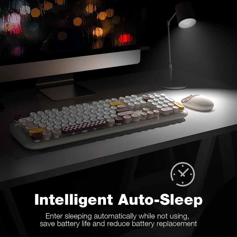MOFII Wireless Retro Full-Size Typewriter Keyboard And Mouse Combo