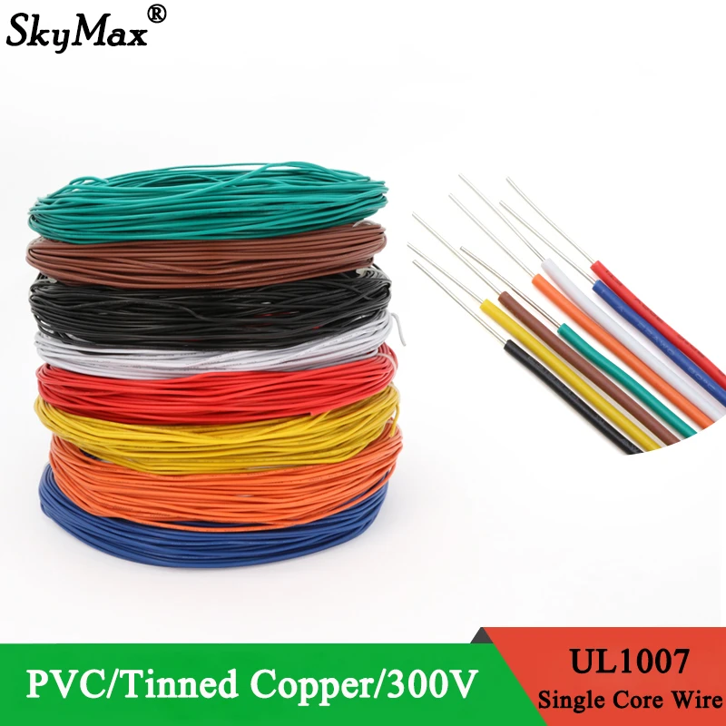 2/5/10M UL1007 PVC Tinned Copper Single Core Wire Cable Line 14/16/18 ...