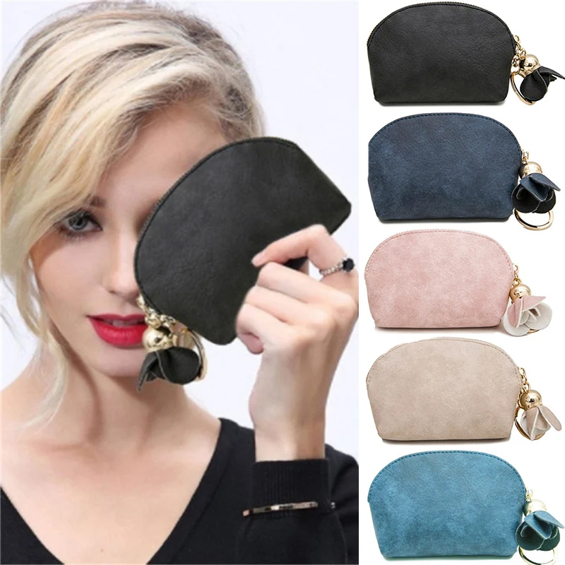 Solid-Color-Cute-Small-Coin-Purse-Zipper-Flower-Women-Mini-Wallet-Key ...