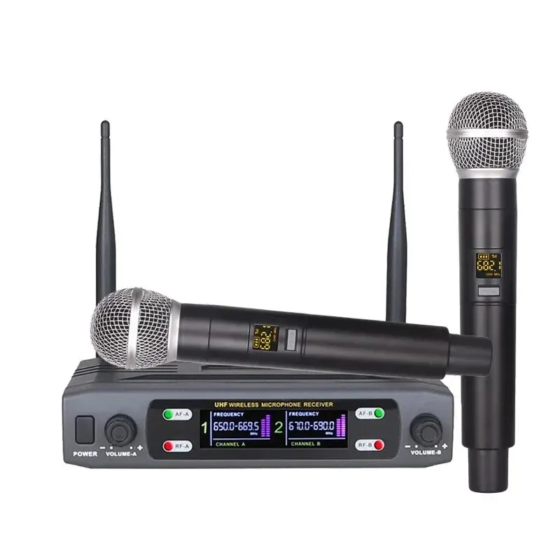 Professional-Wireless-Microphone-System-Dual-Channel-UHF-Fixed ...