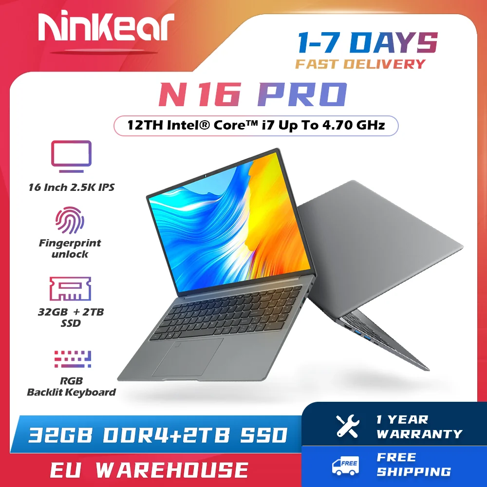 Ninkear N16 PRO Gaming Laptop 12th Intel ® i7-1260P 16-inch 2.5K IPS ...