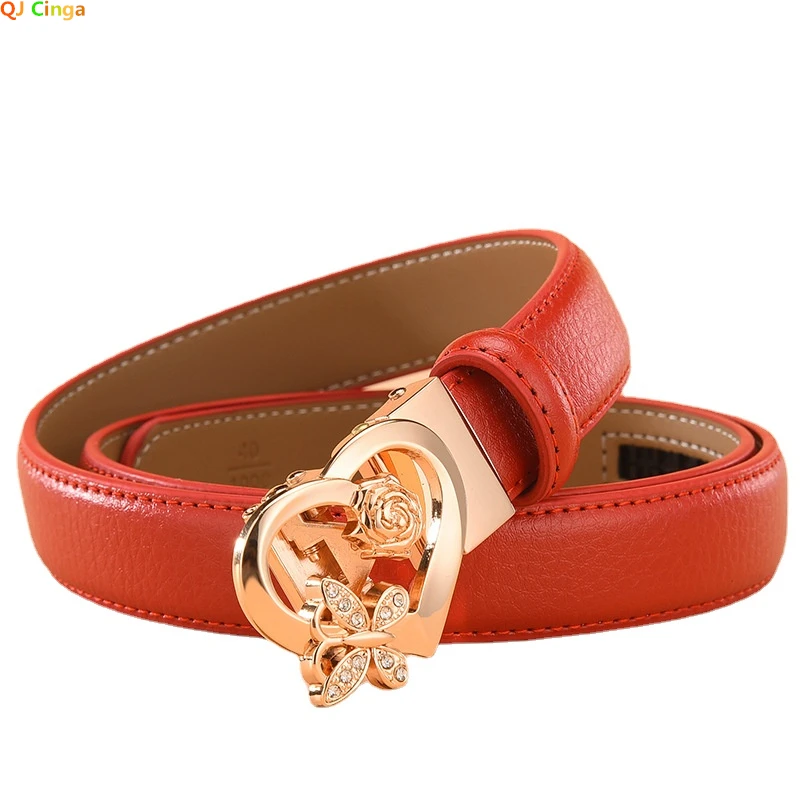 Red-Heart-Shape-Belts-Women-s-Automatic-Buckle-Belt-White-Black-Girls ...