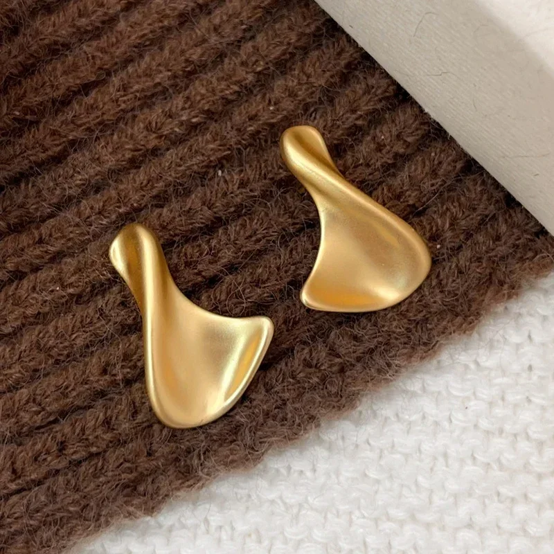 Real 925 Sterling Silver Distorted Irregular Geometric 18K Stud ...