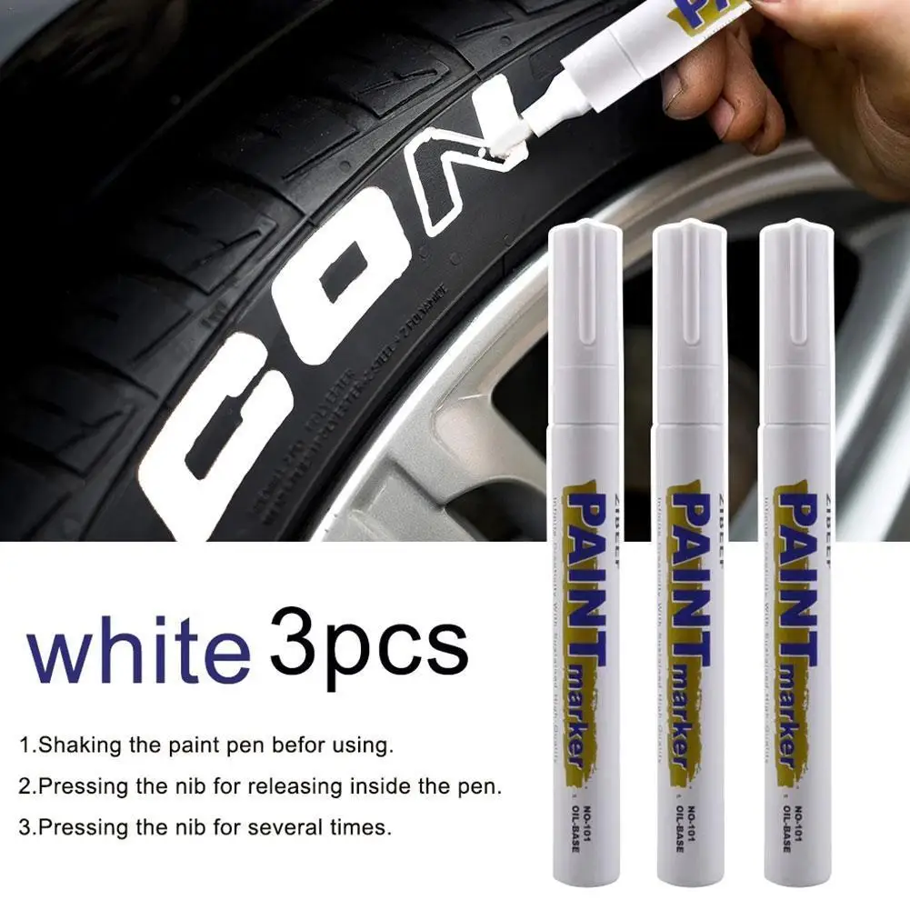 3pcs-White-Waterproof-Cars-Wheel-Tire-Oily-Mark-Pen-Auto-Rubber-Tyre ...