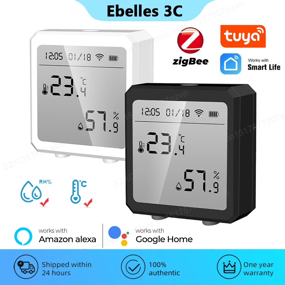 Tuya casa inteligente zigbee temperatura umidade sensor com display ...
