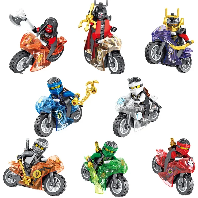 Figuras de acción de minimotos ninja, bloques de construcción, soldados ...