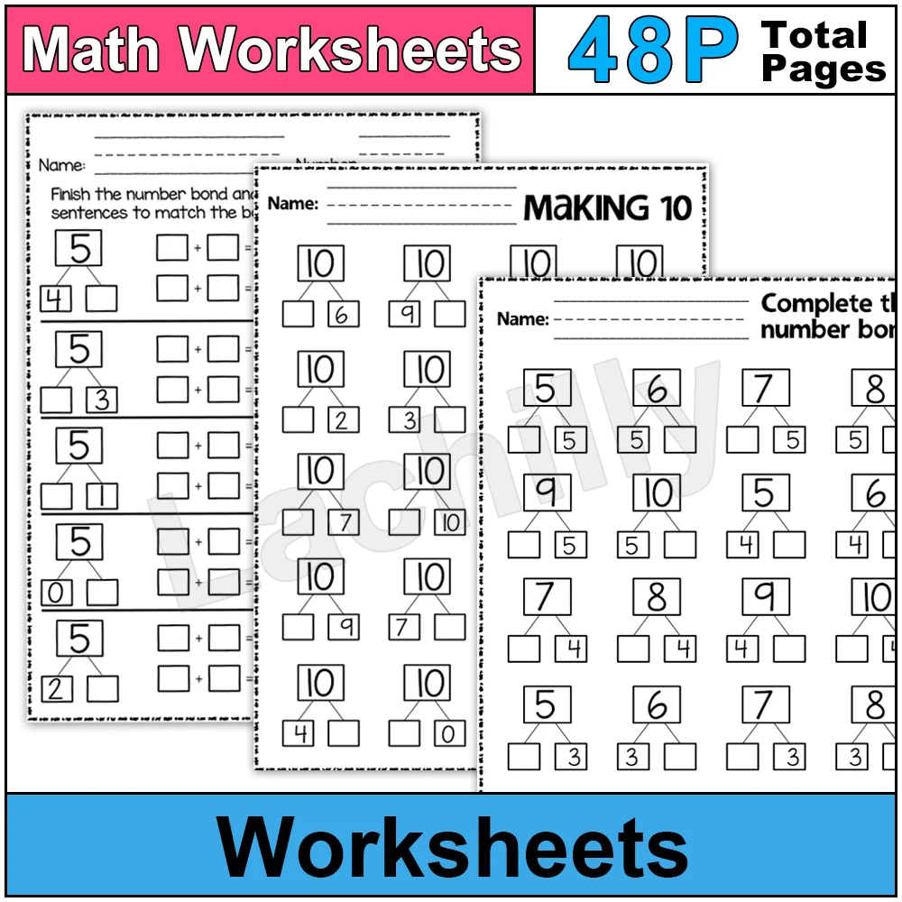 48 Pages Kid Learn Math Worksheets Practice Algorithm Within 10 for ...