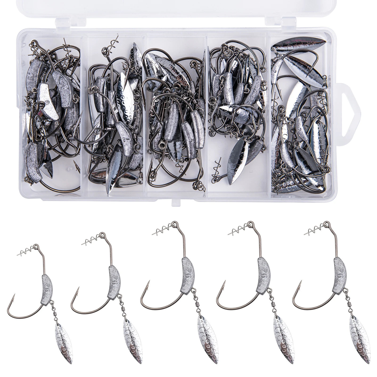 Gpture 40pcs/box Offset Fishing Hooks Metal Crank Hook with Spoon Hook ...