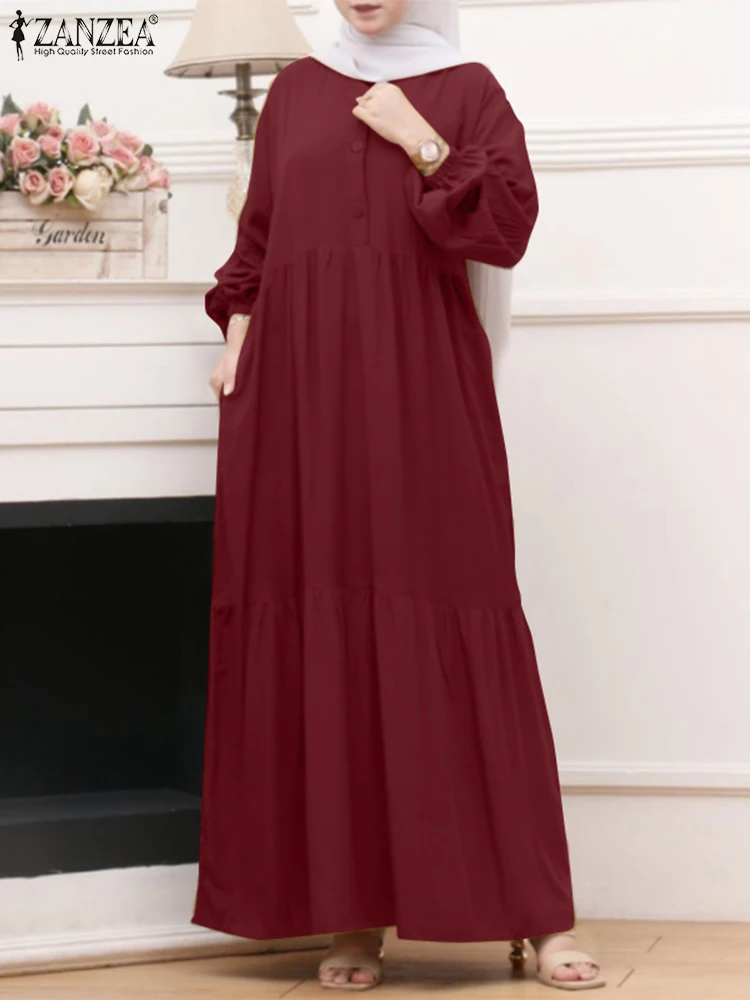 ZANZEA-bata-musulmana-Abaya-para-mujer-ropa-isl-mica-Vestidos-Maxi ...