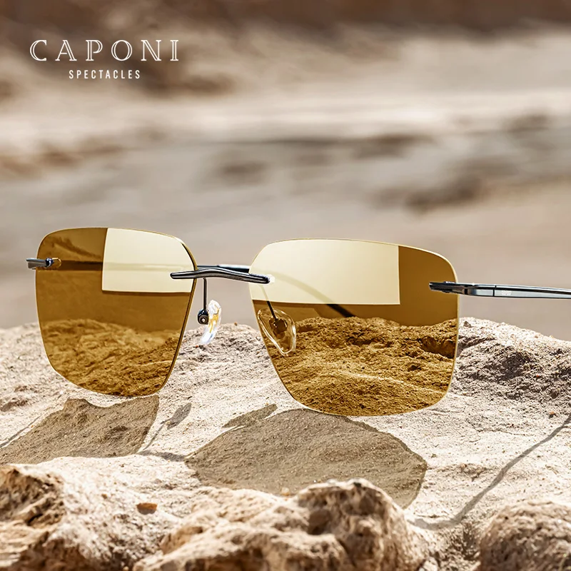 CAPONI-Pure-Titanium-Men-s-Sunglasses-Photochromic-Night-Vision-Rimless ...