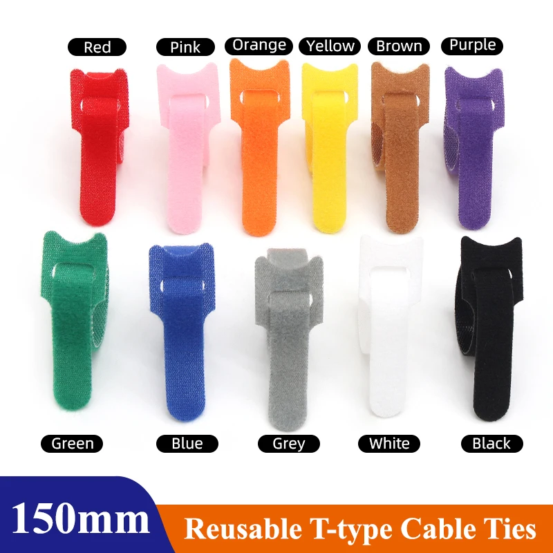 10-1000Pcs-Reusable-Fastening-Cable-Ties-Hook-and-Loop-Tape-Cable ...