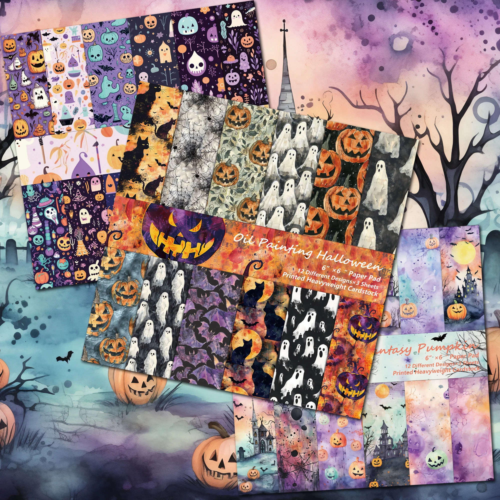 36sheets Writable Watercolor Halloween Scrapbook Paper Pads,Perfect for ...