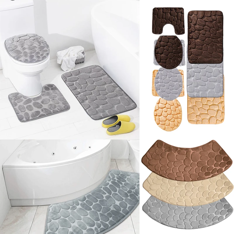 Cobblestone-Embossed-Bathroom-Bath-Mat-Non-slip-Carpets-In-Wash-Basin ...