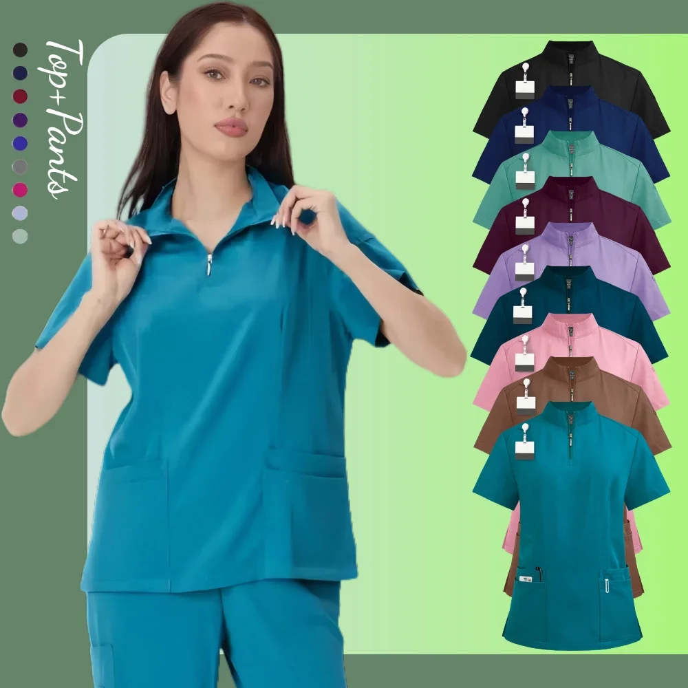 Unisex Medical Uniforms for V-neck Nurse Scurbs Set Women Hospital ...
